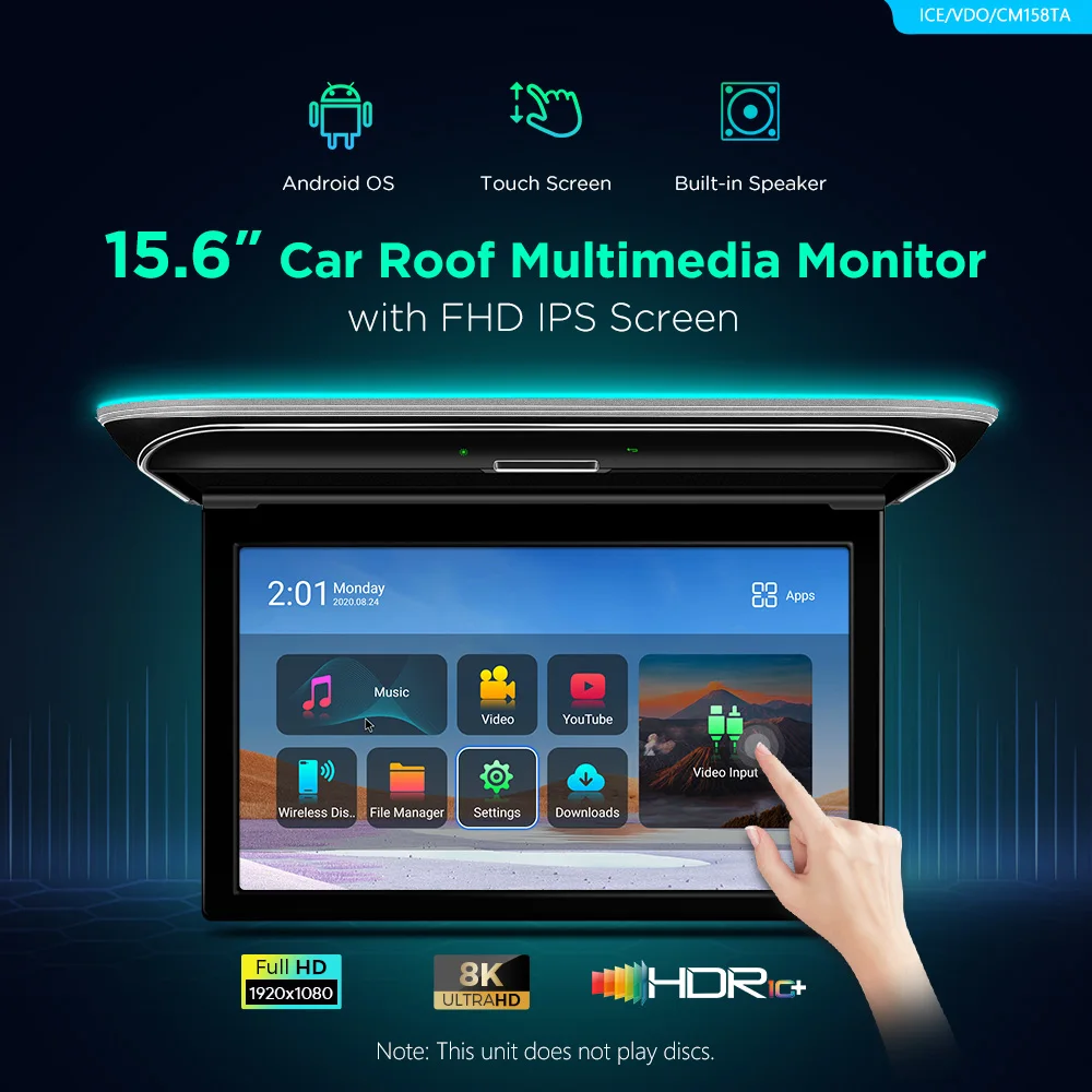 Xtrons 15.6” Touch Screen Built-in Speaker Android Car Roof Multimedia ...