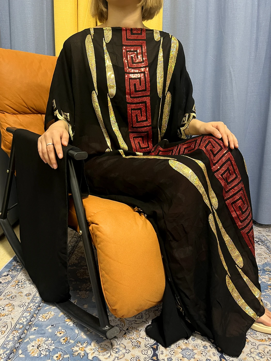 Abayas-For-Women-Black-Sequins-Tulle-Loose-Robe-African-Woman-Dresses ...