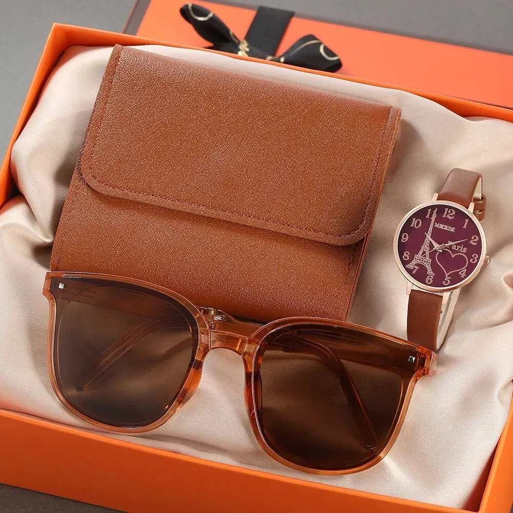 3PCS-Set-Women-Casual-Leather-Watches-Quartz-Wristwatches-Ladies-Simple ...