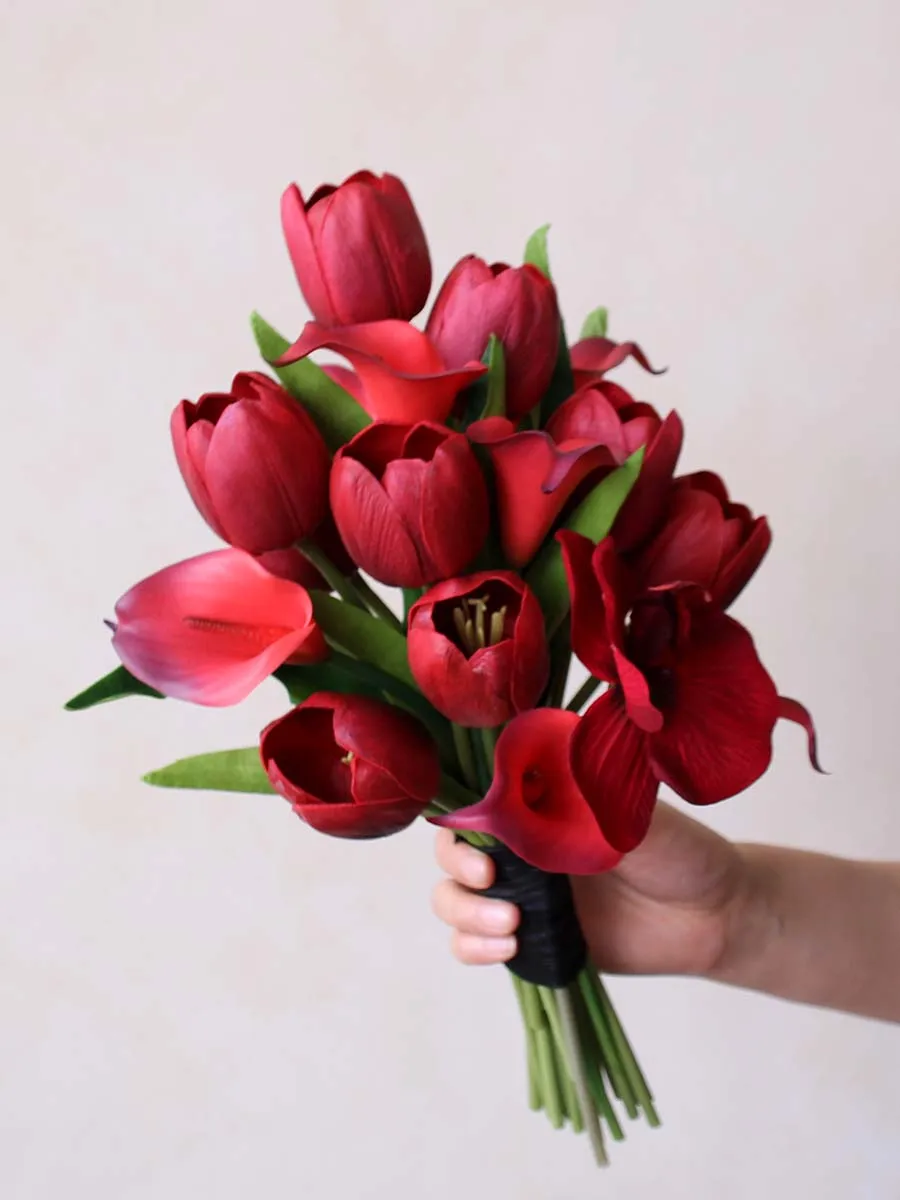 Red Tulips Wedding Bouquet