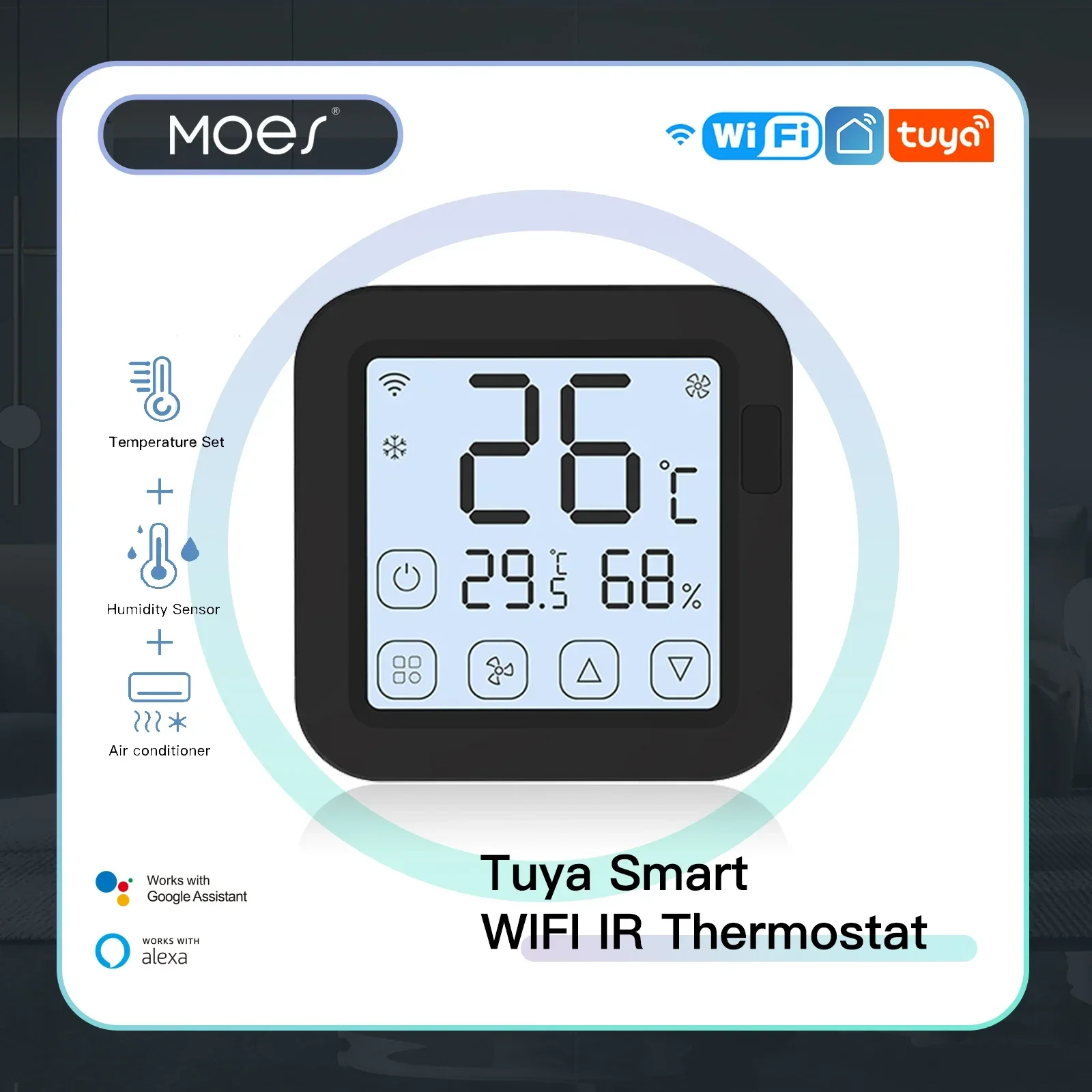 MOES Tuya WiFi IR Thermostat Controller LCD Screen Touch Button Wireless Remote Built-in ...