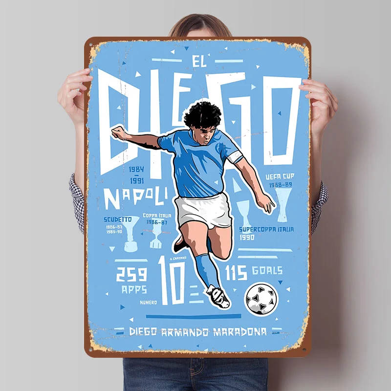 Diego Maradona Printed Poster Customized Wall Art Retro Vintage Metal ...