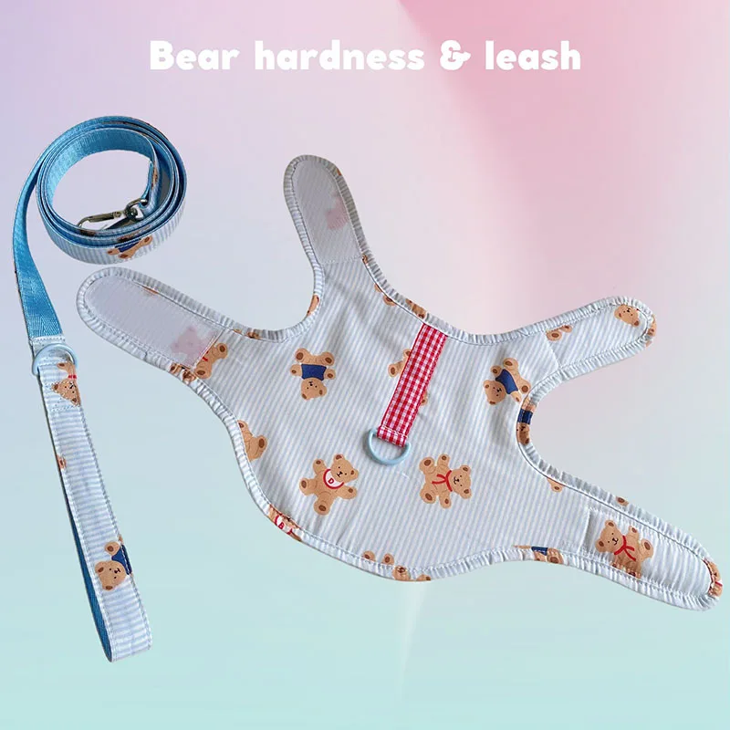 Summer Cotton Cute Bear Striped Dog Chest Strap Suspender Skirt Pet ...