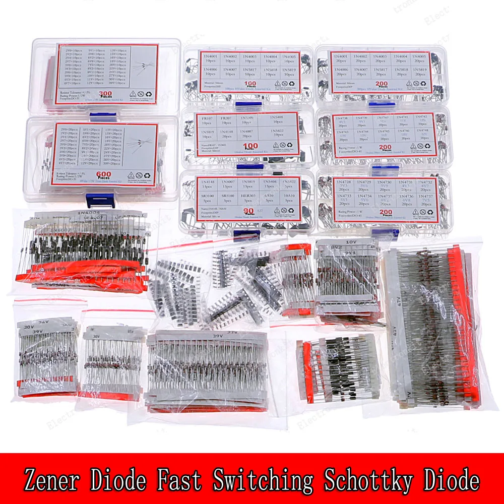 DIP-SMD-Zener-Diode-Fast-Switching-Schottky-Diode-Assorted-Kit-1N4148 ...