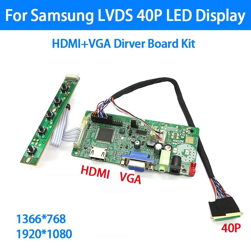 For-Samsung-1366x768-40pins-LED-Driver-LVDS-HDMI-VGA-LCD-Display-Driver ...