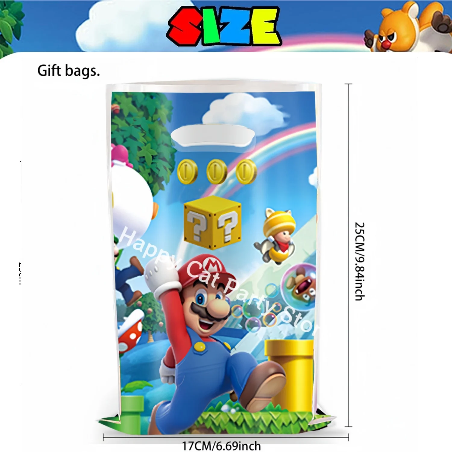 Bolsas de regalo de Super Mario Bros, decoración de cumpleaños, paquete ...