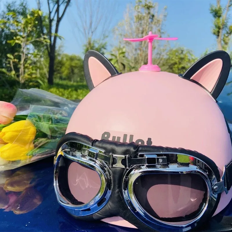 Motorcycle-Helmet-Cat-Ears-Cute-Decoration-Style-Electric-Car-Motocross ...