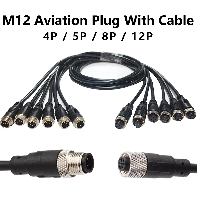 1Pcs-IP67-Waterproof-4-5-8-Pin-M12-Sensor-Connector-Male-Female ...