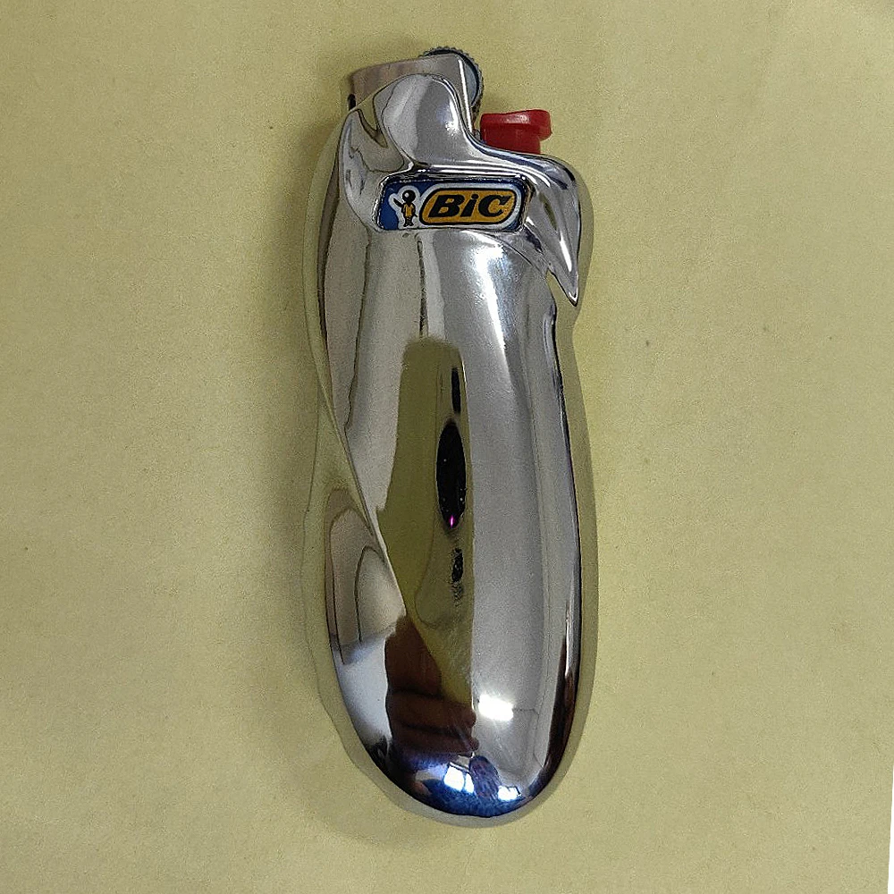 Shiny-Zinc-Alloy-Chromed-Metal-Shell-For-Small-Bic-Lighter-J5-J25-No ...