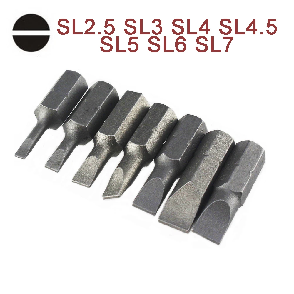 10Pcs 1/4" 25mm Slotted SL3 SL7 Screwdriver Bit Set Repair Tools ...