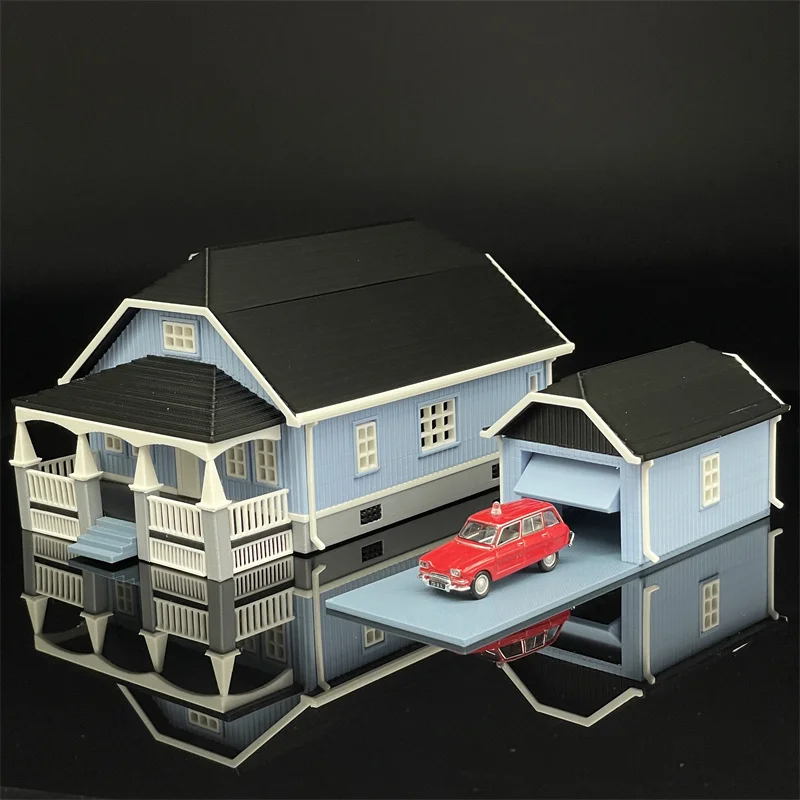 1-87-HO-Scale-Two-story-House-with-Garage-Model-Miniature-Building ...