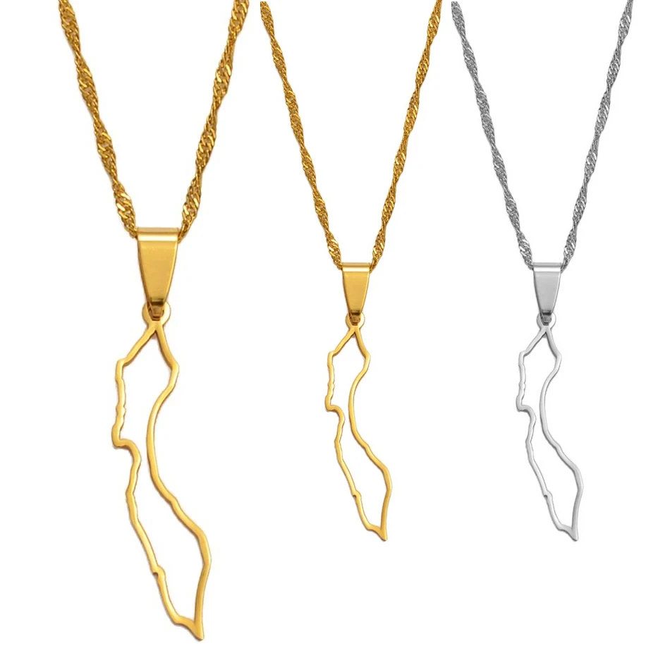 Anniyo Outline Curacao Islands Map Pendant Necklaces Gold Color Jewelry ...