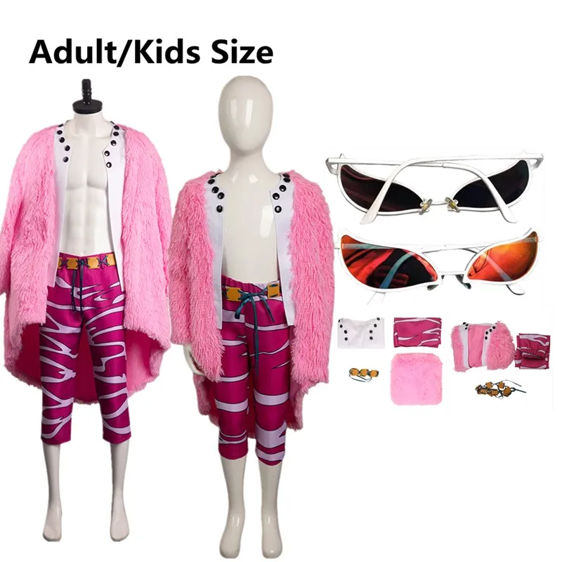 Anime-Donquixote-Doflamingo-Cosplay-Costume-Adult-Kids-Coat-Shorts-Belt ...