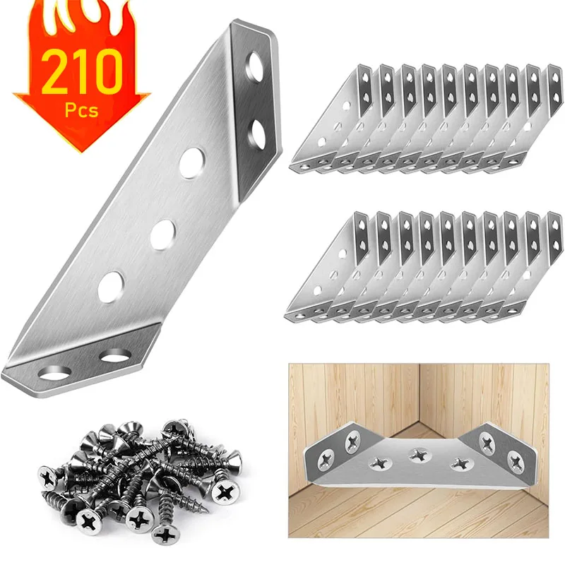 Stainless Steel Corner Brackets with Screws 90° Right Angle for Wood ...