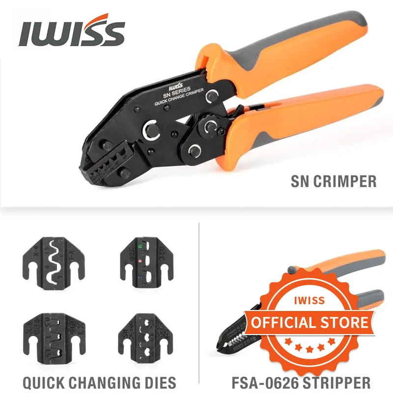 IWISS-SN-Series-Quick-Changing-Wire-Crimper-Tool-Kit-Connectors-Crimping-Pliers-Set-with-5 ...