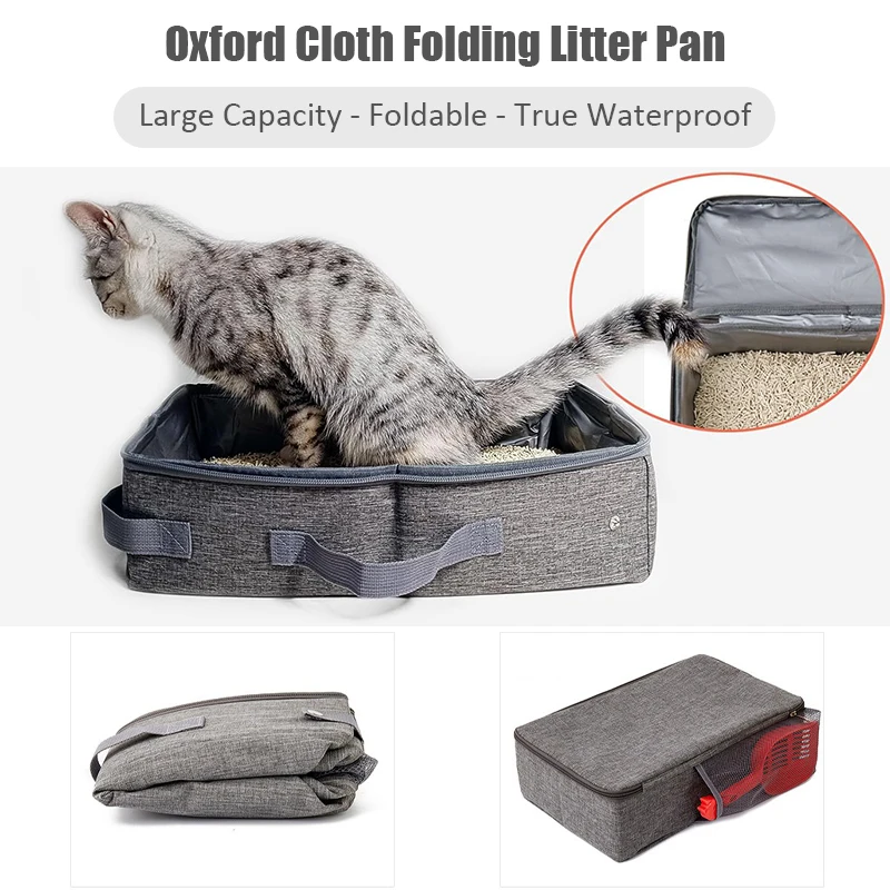 Collapsible Waterproof Outdoor Cat Litter Box with Shovel Oxford Cloth ...