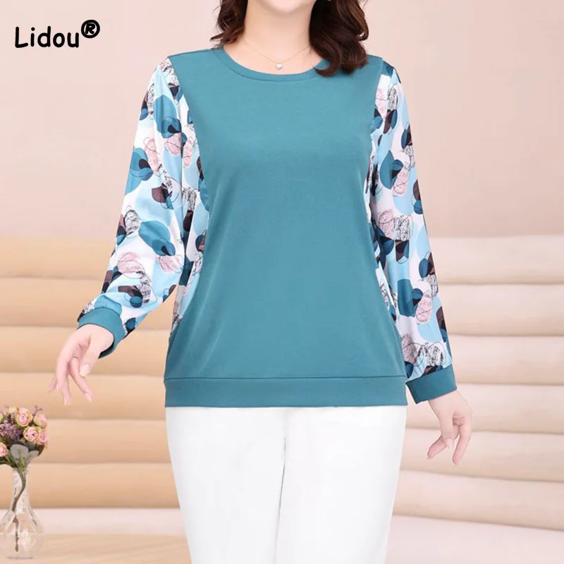 Simplicity Office Lady Round Neck Solid Color Loose Womens Top Fashion ...