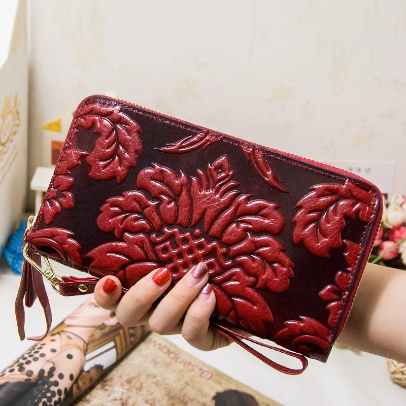 Floral-Ladies-Wallet-Genuine-Leather-Woman-Wallet-Vintage-Real-Cow ...