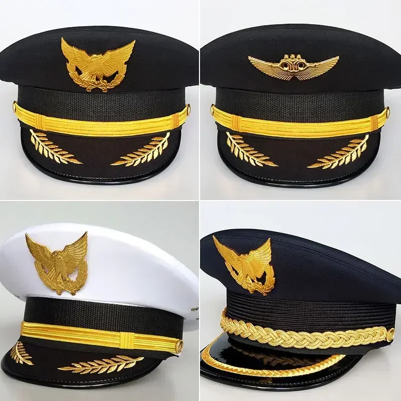 Stylish Captain's Hat - Classic Aviation Pilot Cap with Wide Brim ...