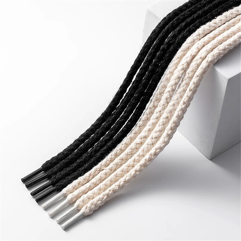 1 Pair Cotton Shoe Laces Linen Weave 7mm Round Shoelaces Women Men ...