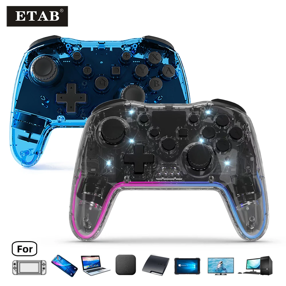 Transparent Wireless Controller Bluetooth For Nintendo Switch Pro PC ...