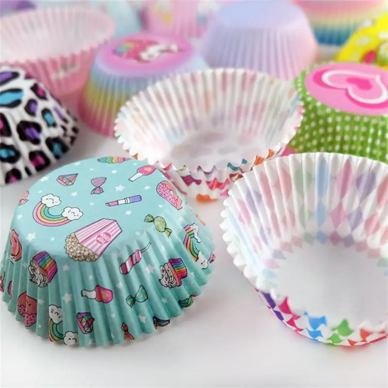100pcs-Cake-Cups-Printed-Cake-Paper-Baking-Greaseproof-Paper-Cake-Cup ...
