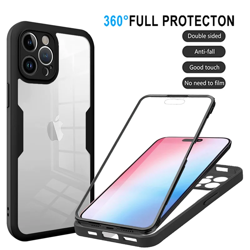 360-Full-Body-Screen-Protector-Transparent-Case-For-iPhone-15-14-13 ...