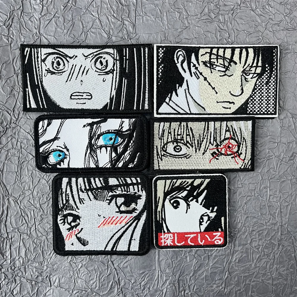 Japan-Eyes-Anime-Patch-on-Clothes-Embroidery-Stickers-Hook-and-Loop ...