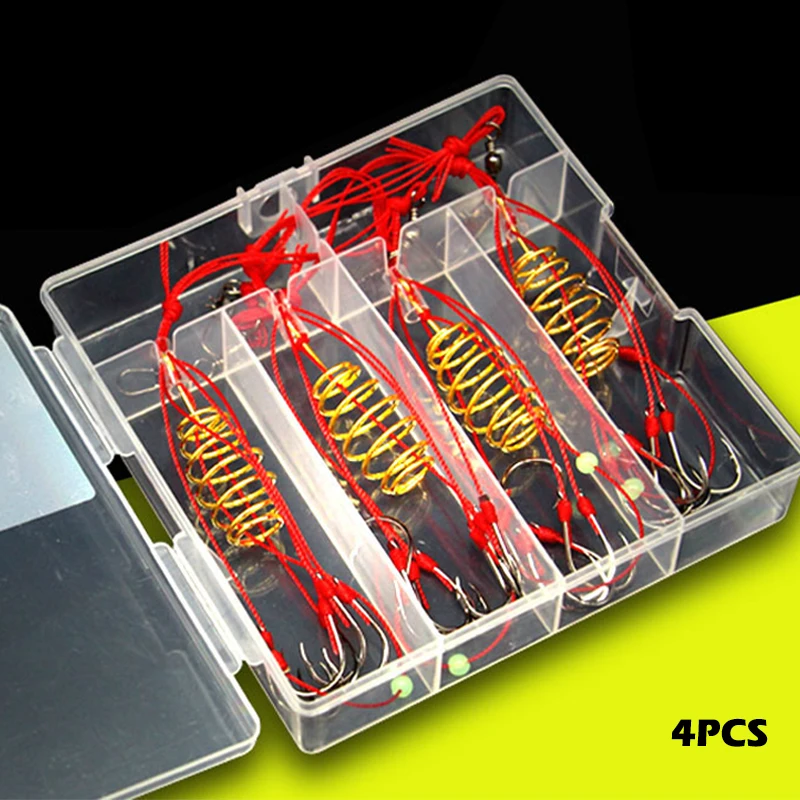 4pcs-box-Explosive-Fishing-Hook-Spring-Feed-Cage-Lure-Fishing-Hook-Carp ...