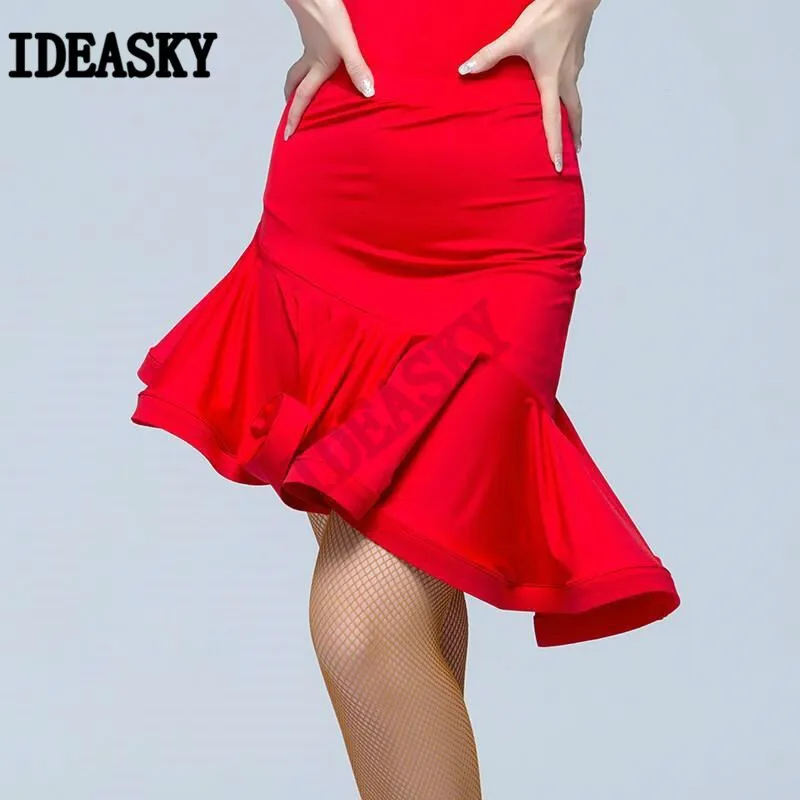 Falda-de-baile-latino-para-adultos-falda-irregular-roja-y-negra ...