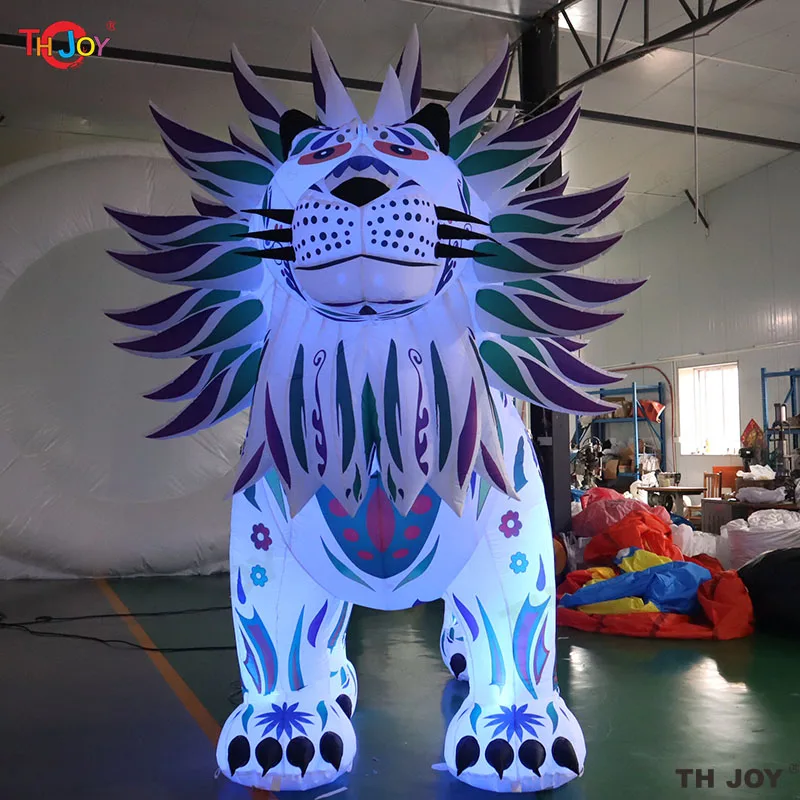 4-Meters-Advertising-colorful-Giant-Inflatable-Lion-with-Led-Lights ...