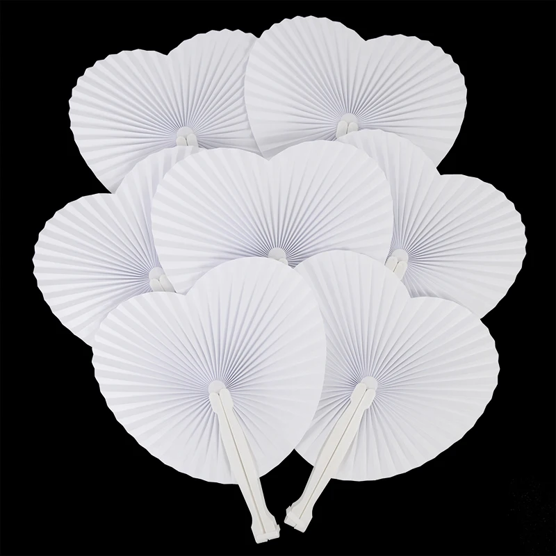 6-12Pcs-White-Folding-Handheld-Paper-Fans-Round-Shaped-Accordion-Fans ...