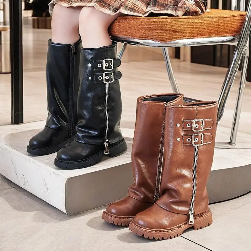Fashion Versatile Girls' Boots 2025 Autumn New Kids Shoes Simple Retro ...