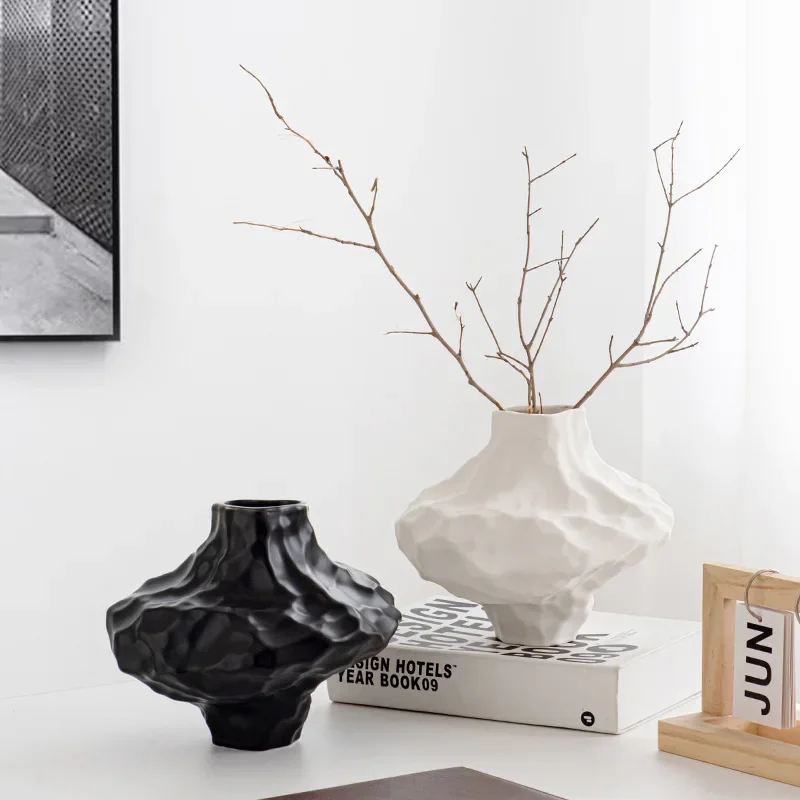 Ceramic Vase Stone Pattern Section Geometry Rockery Flower Vase Floral ...
