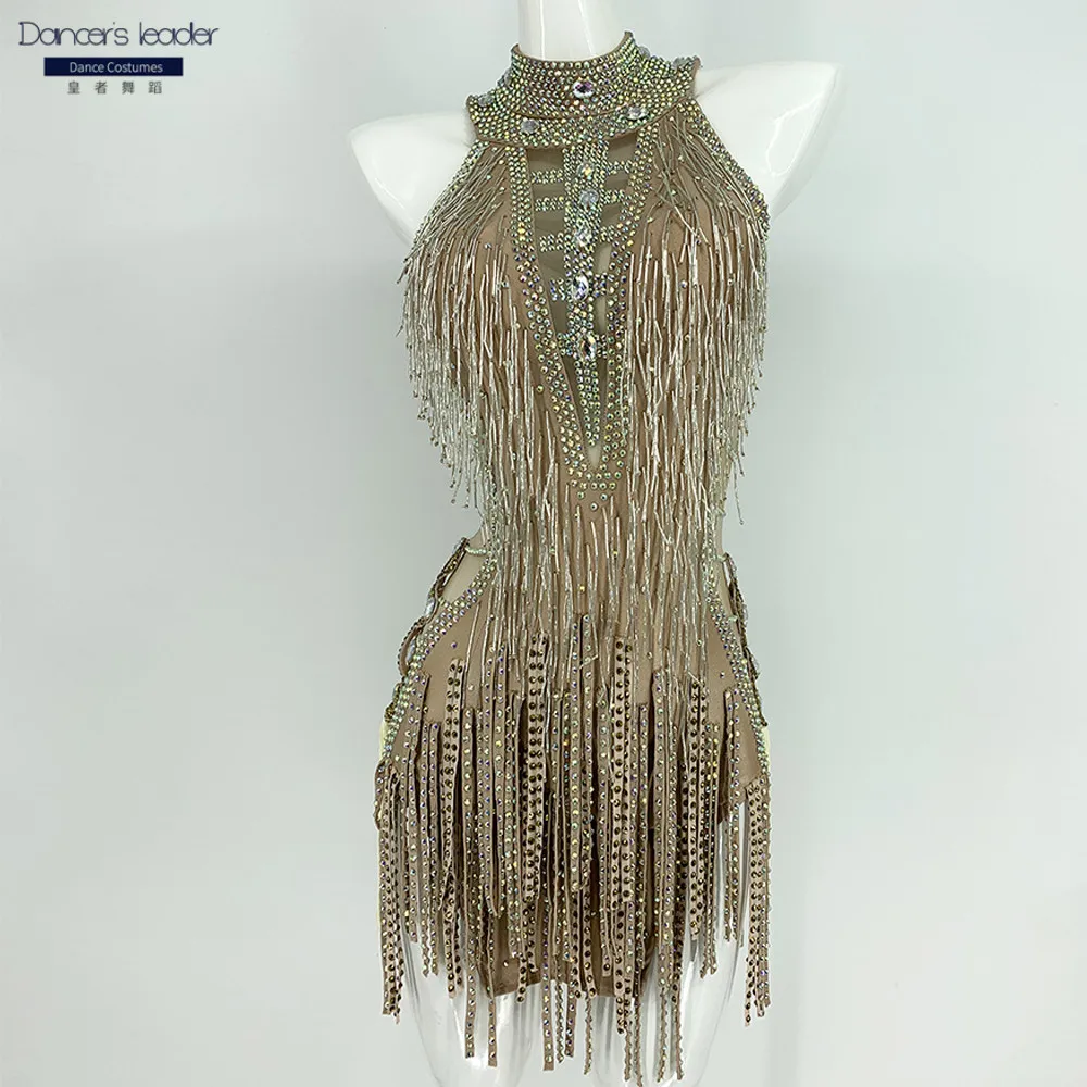 Latin-Dance-Dress-High-end-Customized-Sexy-Slim-Willow-Catkins-Ribbon ...