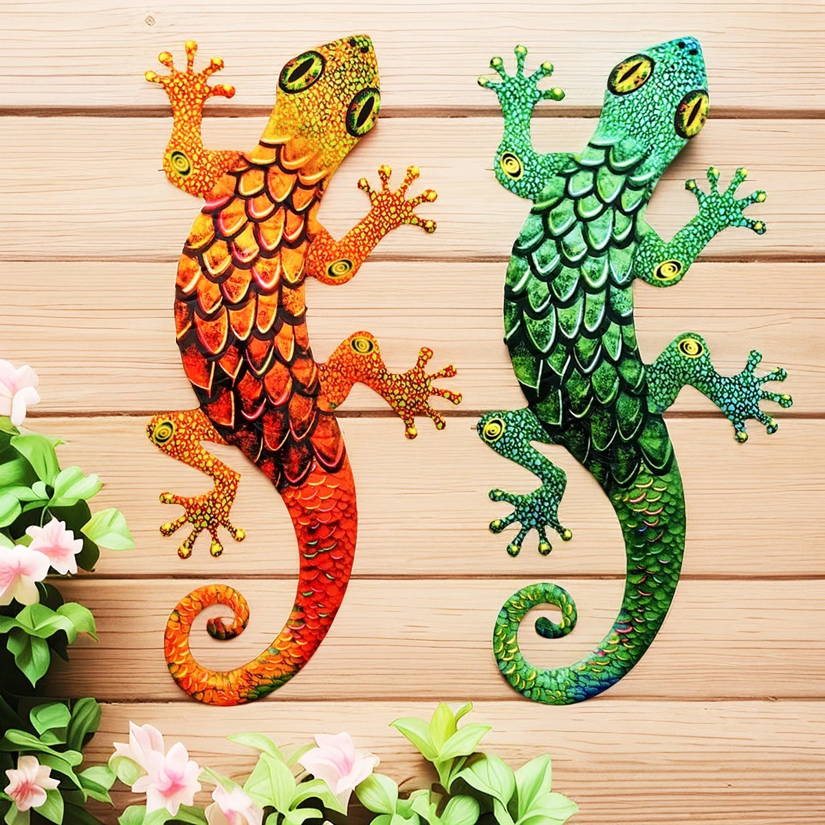 Large Metal Art Gecko Wall Decor Vibrant Iron Art Lizard Sculptures ...