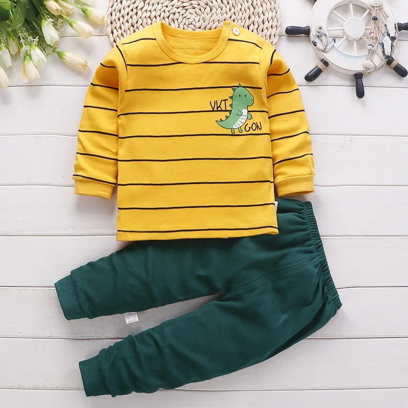 Conjunto-de-roupa-interior-infantil-puro-algod-o-manga-comprida-listras ...