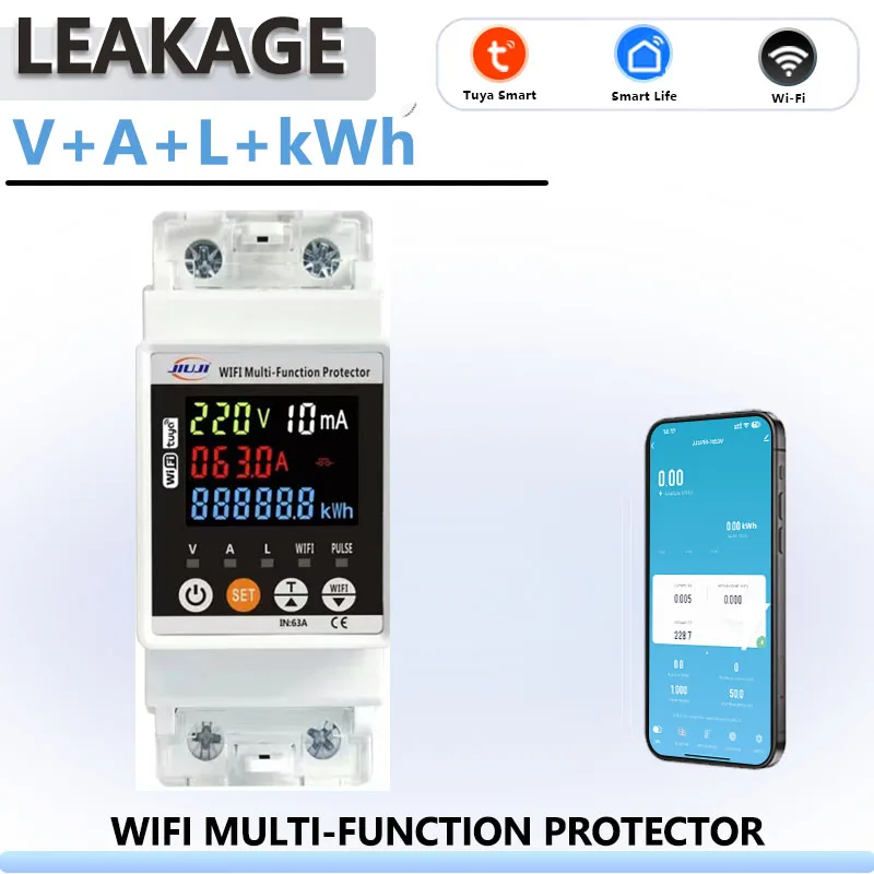 WIFI-Smart-JJMVPD-63LWS-Switch-TUYA-Energy-Meter-Kwh-Metering-63A-Circuit-Breaker-Timer-with ...