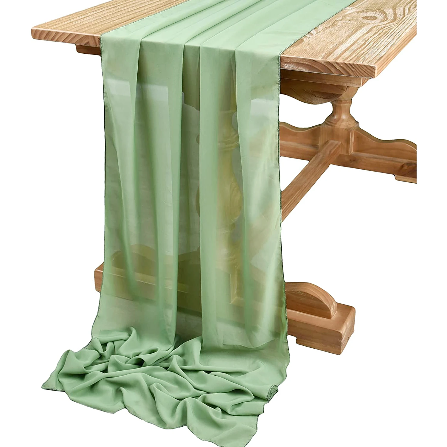 Sage Green Chiffon Wedding Table Runner Table Setting Gauze Sheer ...