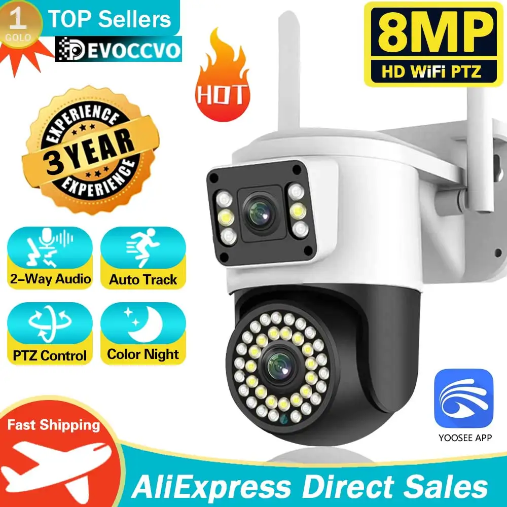 YOOSEE-Wifi-8MP-4K-Dual-Lens-Outdoor-Security-IP-Cameras-More-LED-Light ...