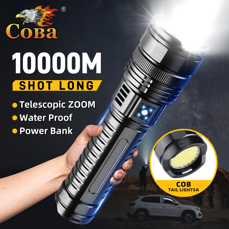 COBA-Flashlight-Built-in-Battery-Flash-Light-Emergency-Spotlights-4km ...