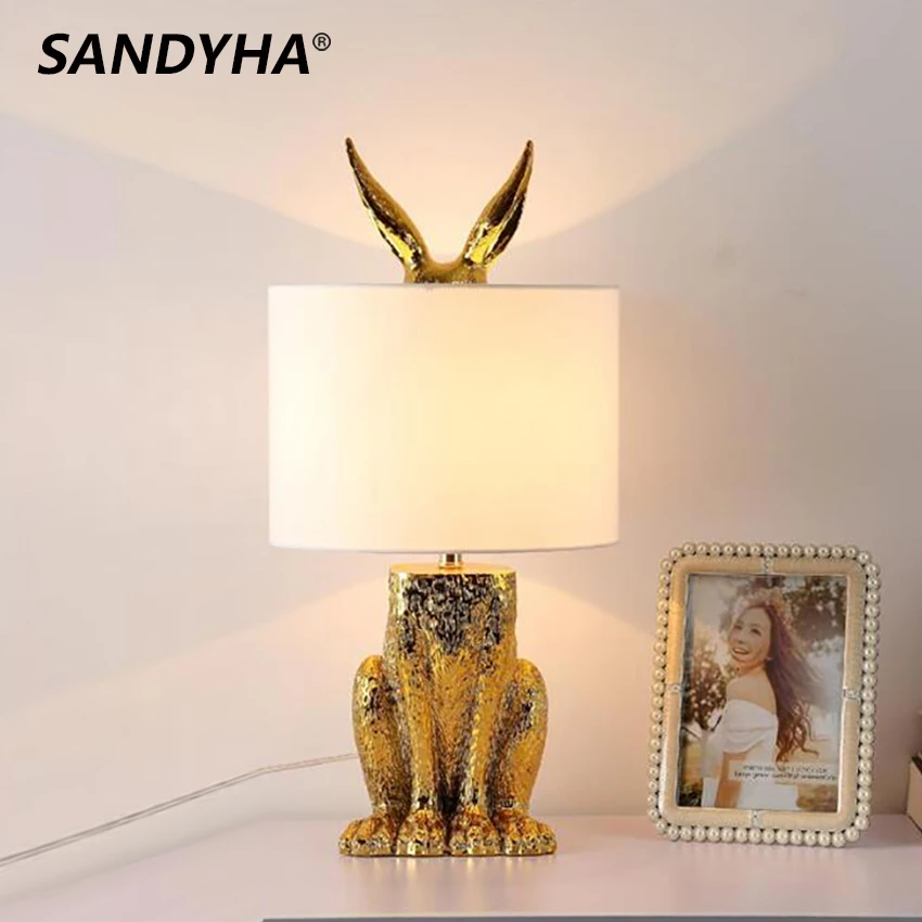 Sandyha Led Masked Rabbit Resin Table Lamps Retro Stand Desk Night ...