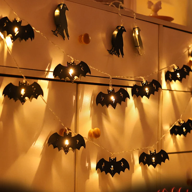 1-5m-10LED-Horror-Black-Crow-Bat-LED-Lights-Halloween-Party-String ...