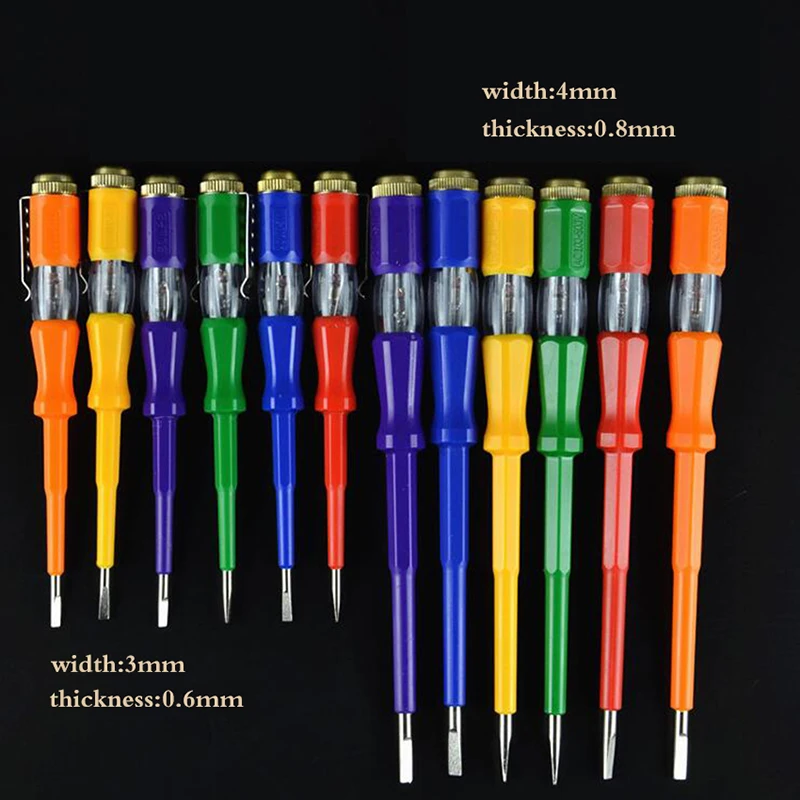 Portable LED Voltage 220V Test Pen Tester Flat Screwdriver Socket ...