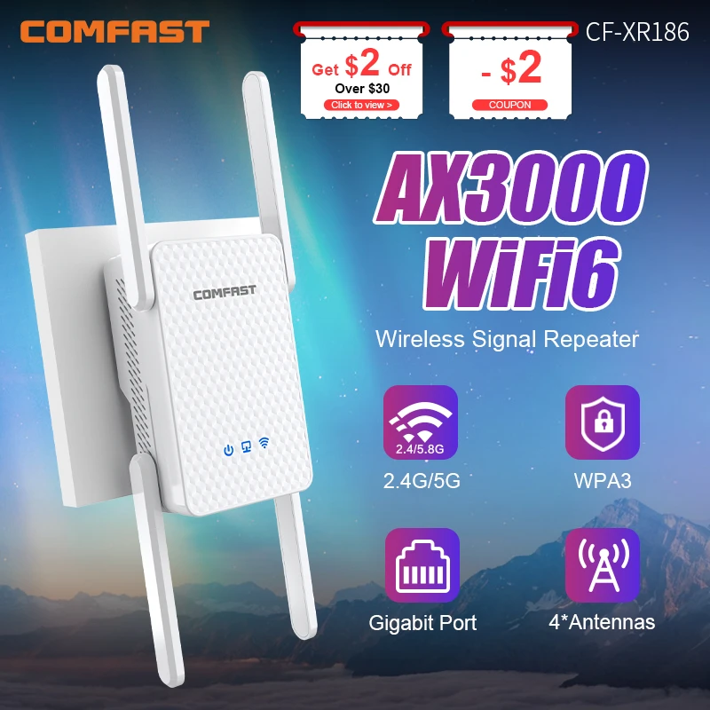 Comfast-WiFi-6-AX3000-Wireless-Repeater-2-4G-5GHz-Dual-Band-802-11ax ...