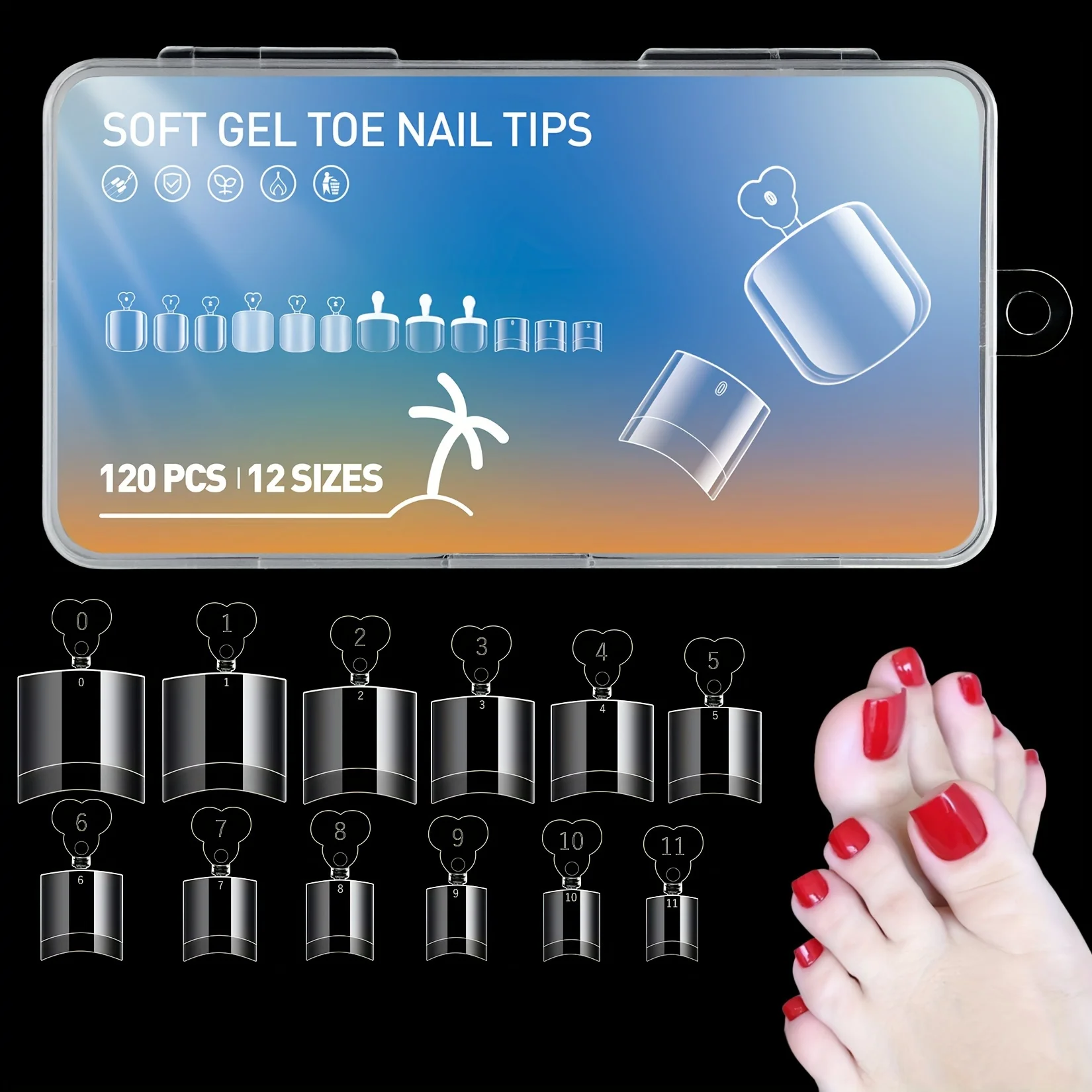120Pcs-Short-Square-Toe-Nail-Tips-Half-Cover-Clear-Soft-Gel-False ...