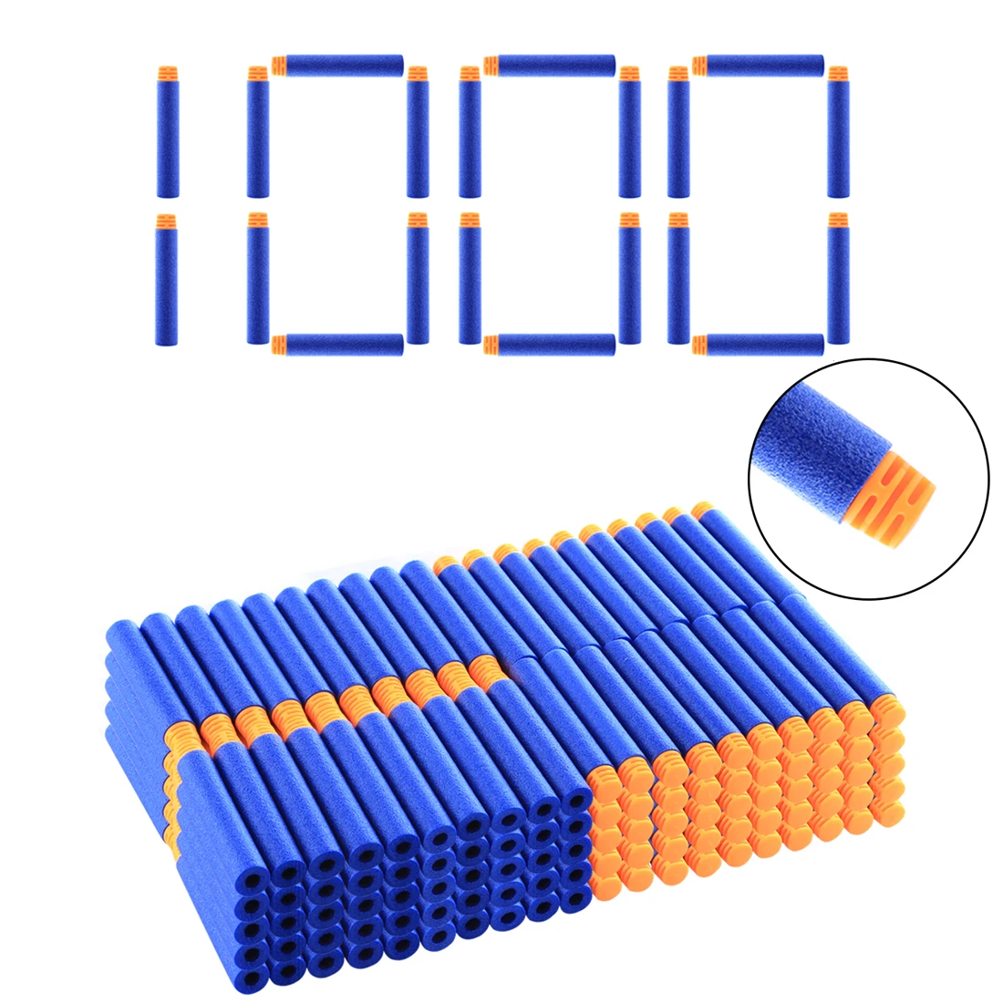 1000PCS Blue High Buffered Bullets for Nerf Elite Series Soft Bullet ...