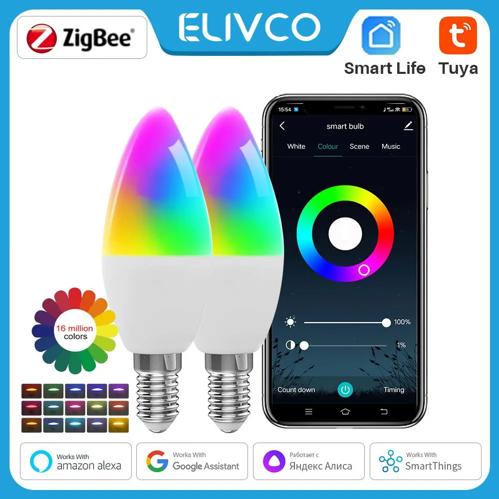 Tuya-E14-Smart-ZigBee-Candle-Light-Bulb-AC85-265-Light-Bulbs-RGB-CW-LED ...