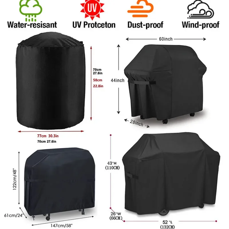 BBQ Cover Outdoor Dust Waterproof Weber Heavy Duty Grill Anti Rain Dust ...