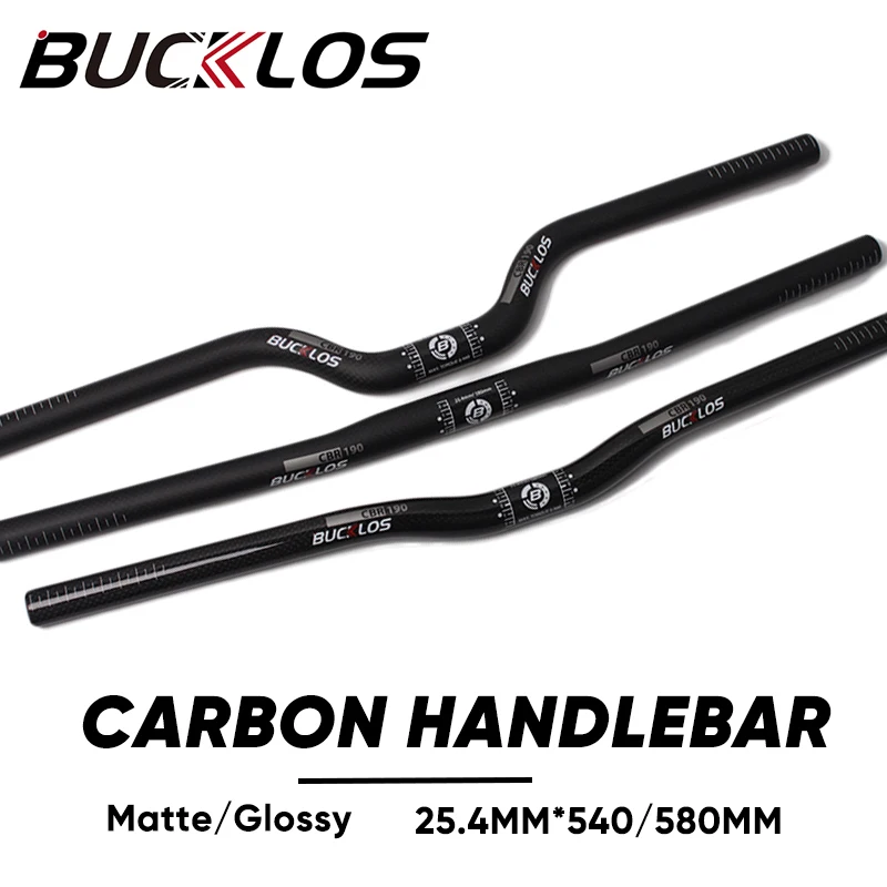 BUCKLOS 25.4mm Bicycle Short Handlebar 540mm 580mm Full Carbon ...